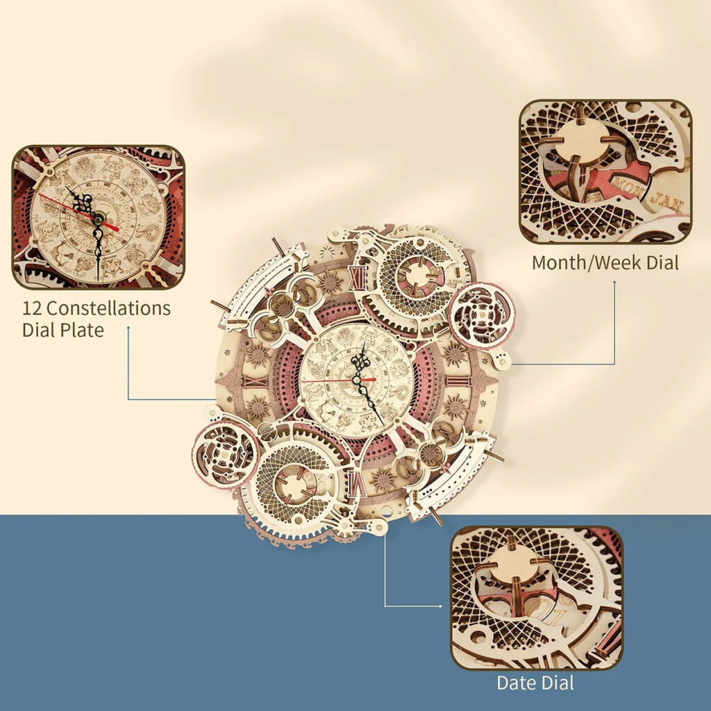 Zodiac Wall Clock Mechanical Time Art Engine LC601 Mô hình Deer Store ...